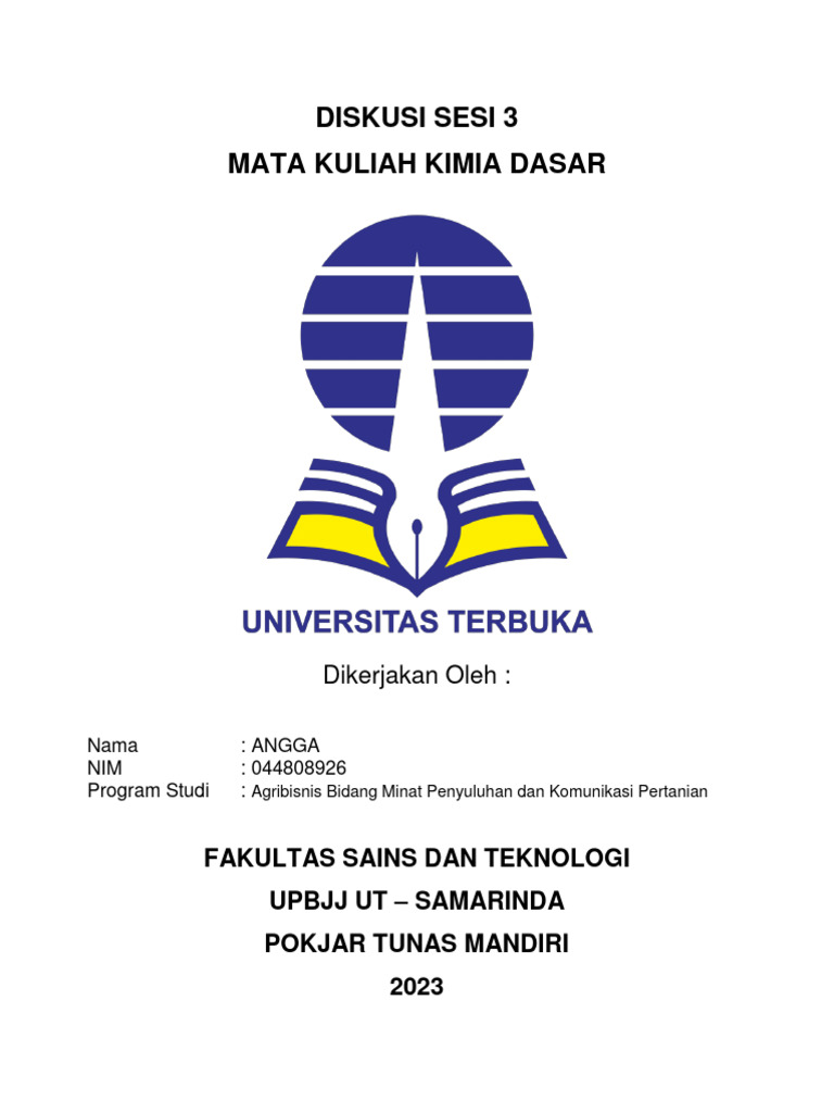 Angga 044808926 - Diskusi Sesi 3 - Kimd4110 | PDF | Sains & Matematika