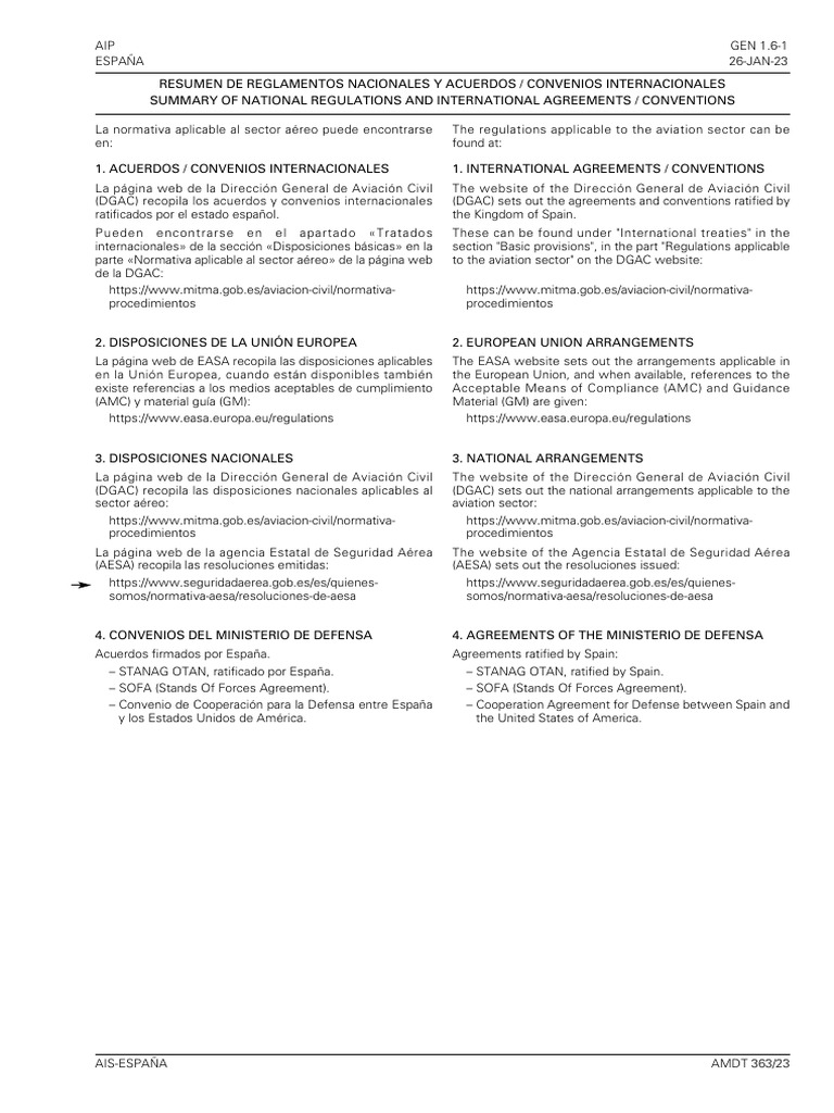 LE - GEN - 1 - 6 Resumen de Reglamentos Nacionales y Acuerdos Convenios Internacionales | PDF ...