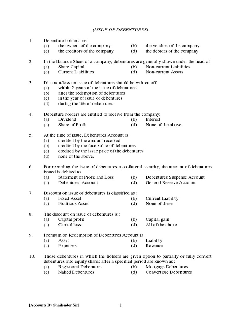 13 Issue Of Debentures H W Pdf Debenture Debits And Credits