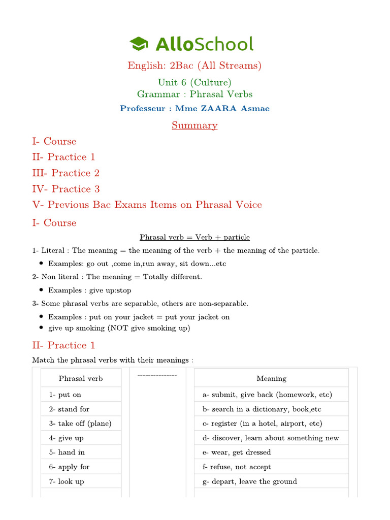 Grammar 6 Phrasal Verbs 12 | PDF