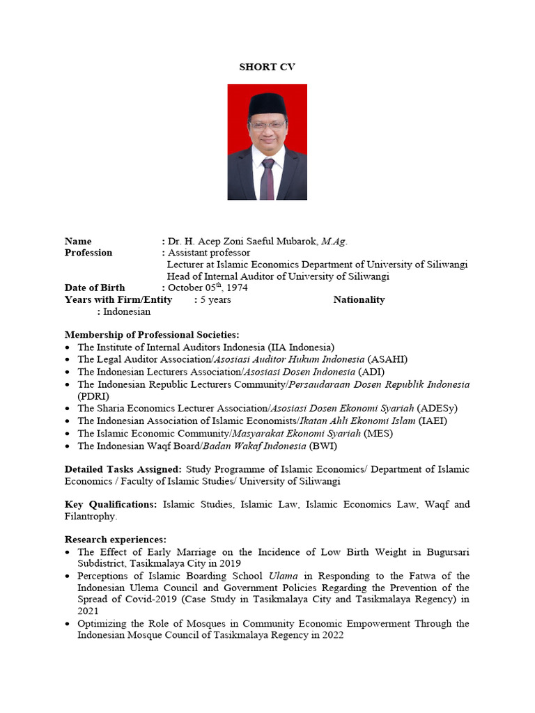CV AQAS ACEP Baru 2023 | PDF | Sharia | Islamic Fundamentalism