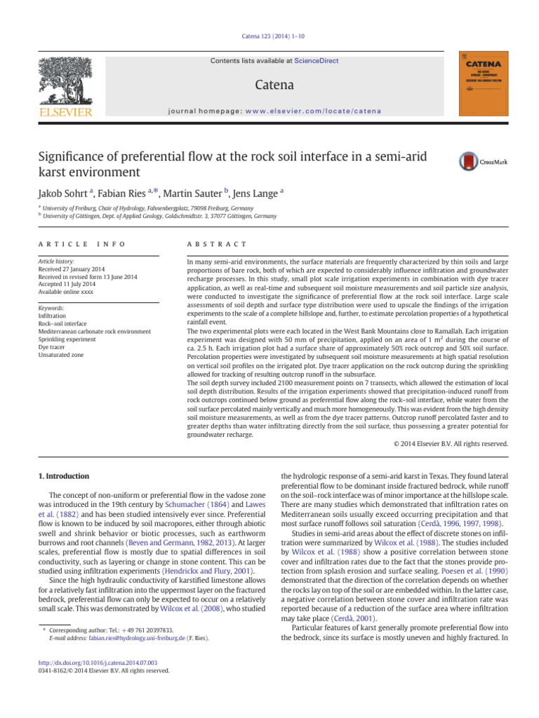 Preferential Flow in Semi-Arid Karst Soils | PDF | Soil ...