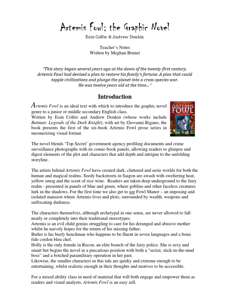 Artemis Fowl The Graphic Novel Overview | PDF