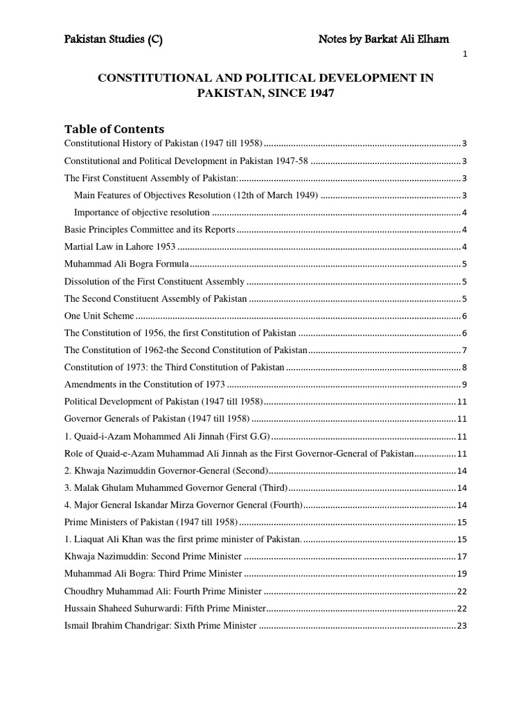 Pakistan Studies Notes by Elham | PDF | Muhammad Ali Jinnah | Pakistan