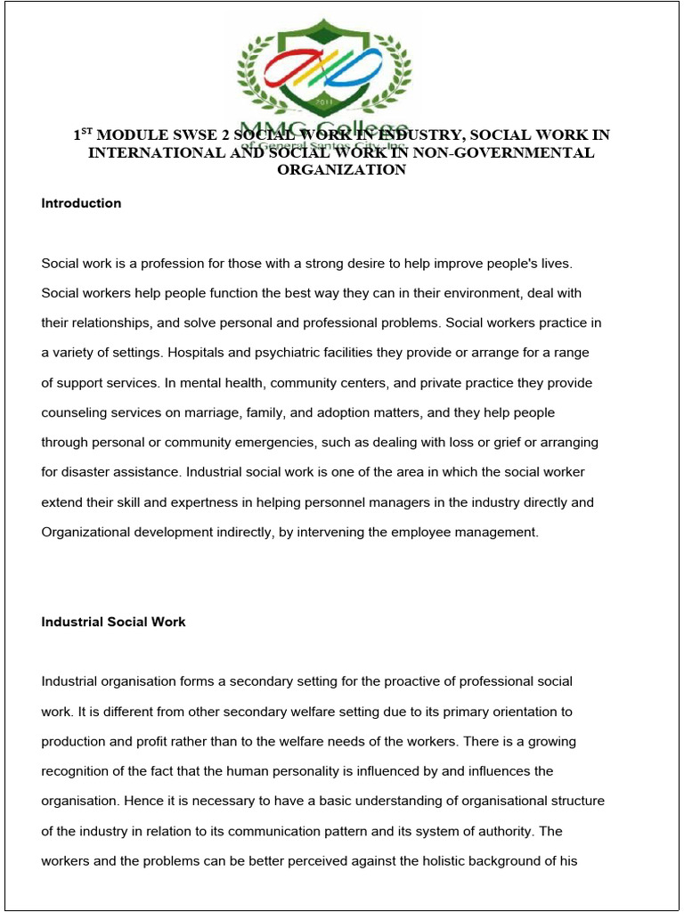 1ST Module Swse 2 1 | PDF | Social Work | Employment