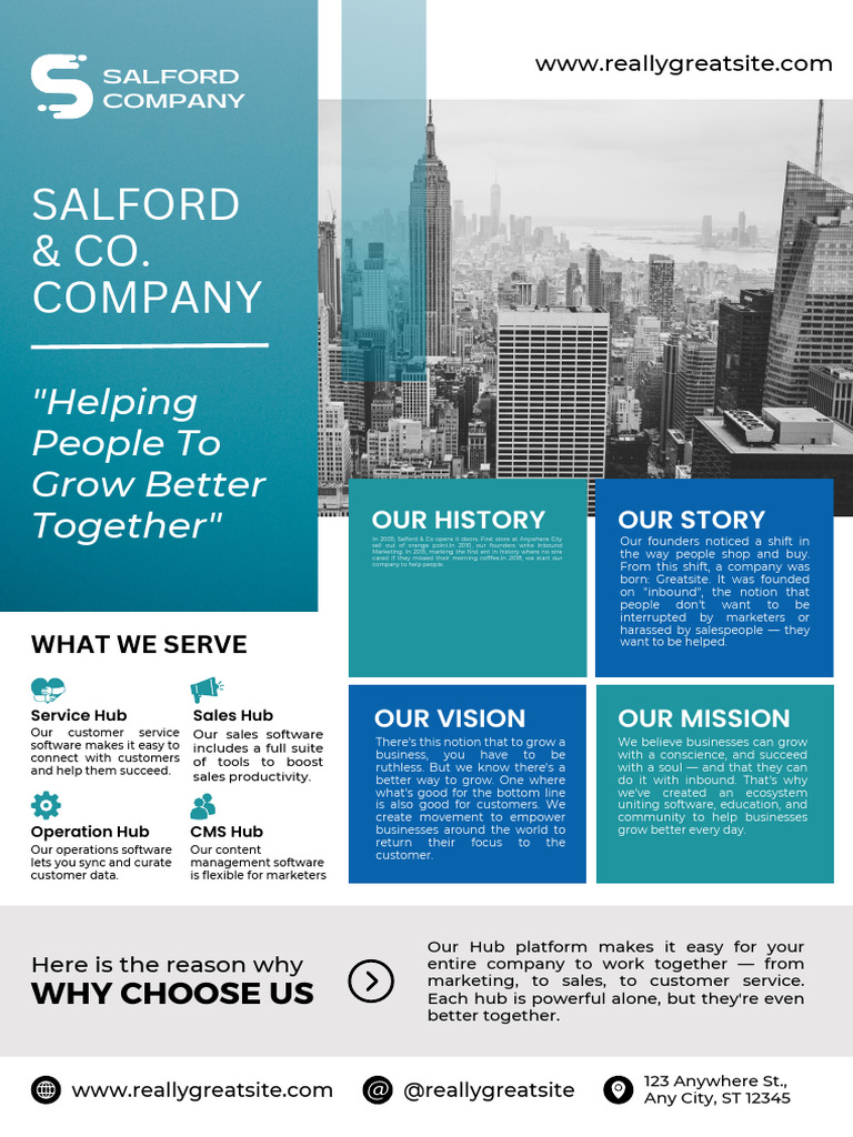 Green and Blue Modern Creative Company Profile Flyer | PDF | Marketing | Sales