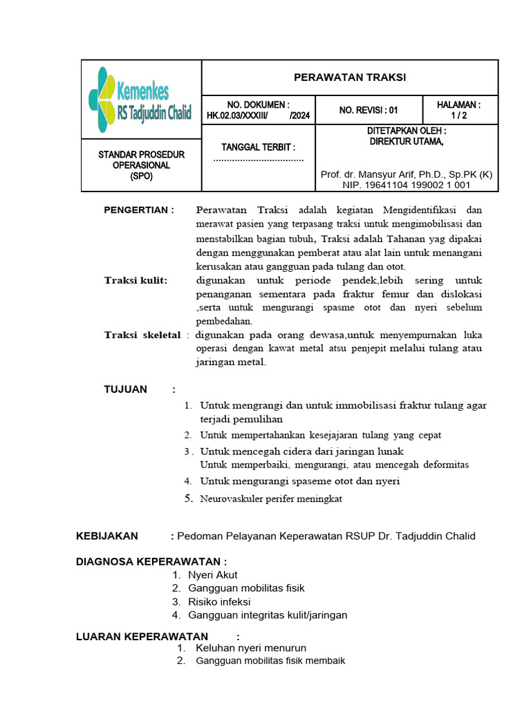 Prosedur Perawatan Traksi Pasien | PDF