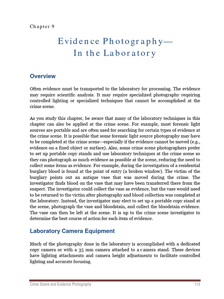 Crime Scene and Evidence Photography 2nd Edition Chapter9 | PDF | Exposure (Photography) | Camera