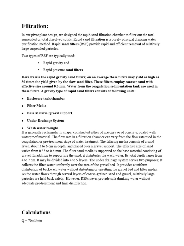 Filtration final | PDF | Filtration | Water Purification