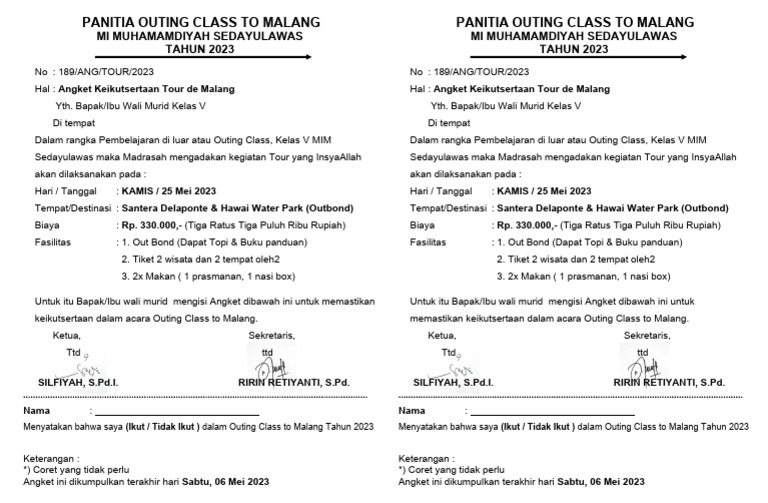 Angket Tour 2023 | PDF