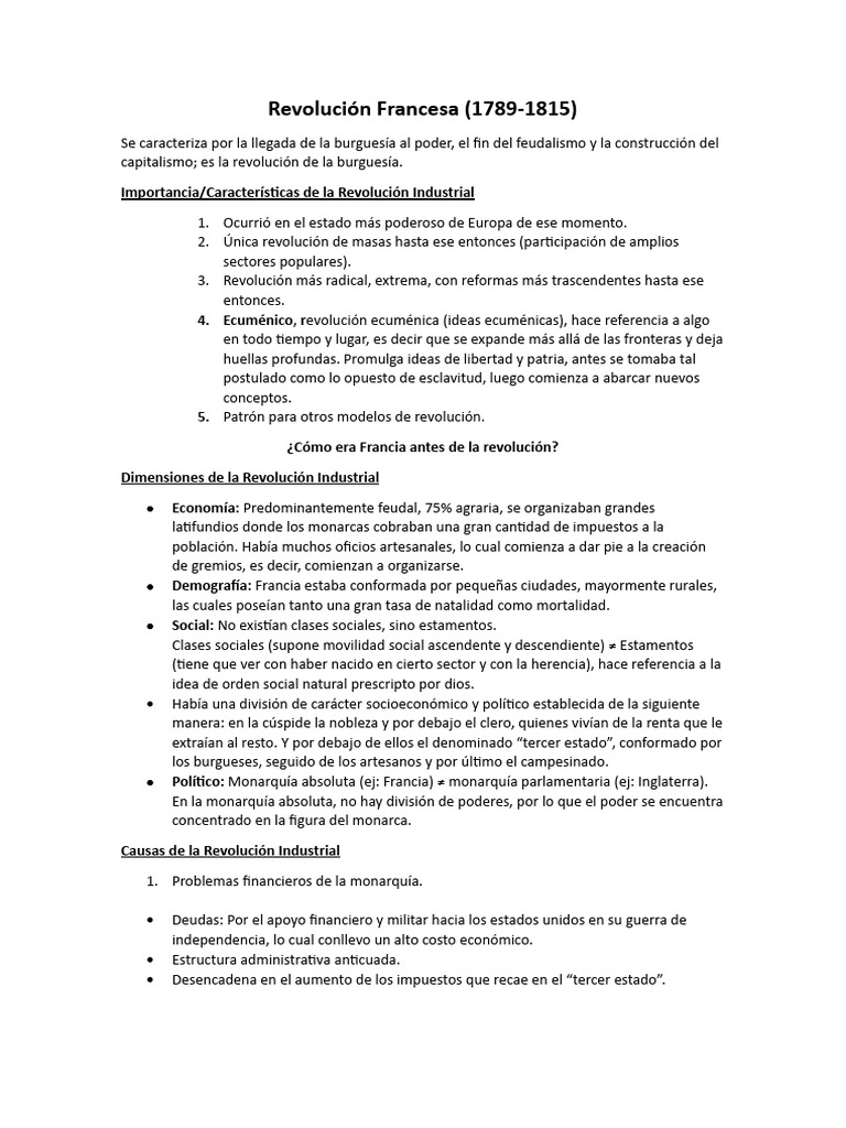Unidad I Historia General Rev. Francesa | PDF | revolución Francesa ...