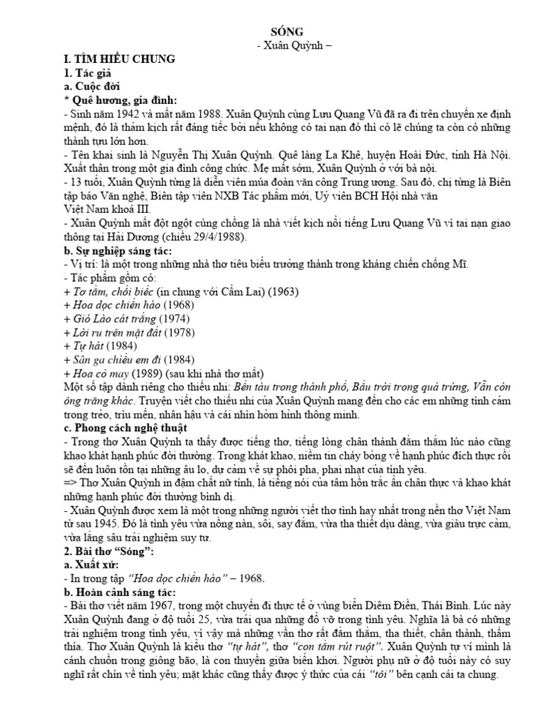 Sóng - Xuân Qu NH | PDF