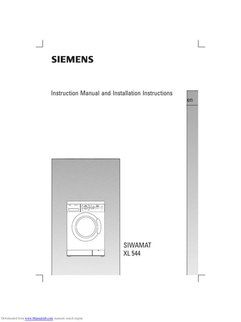 Siemens Washing Machine SIWAMAT XL 544 | PDF