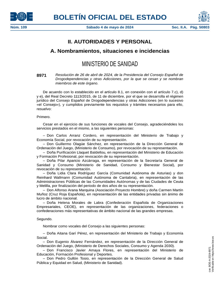 Boe A 2024 8971 | PDF | España | Gobierno