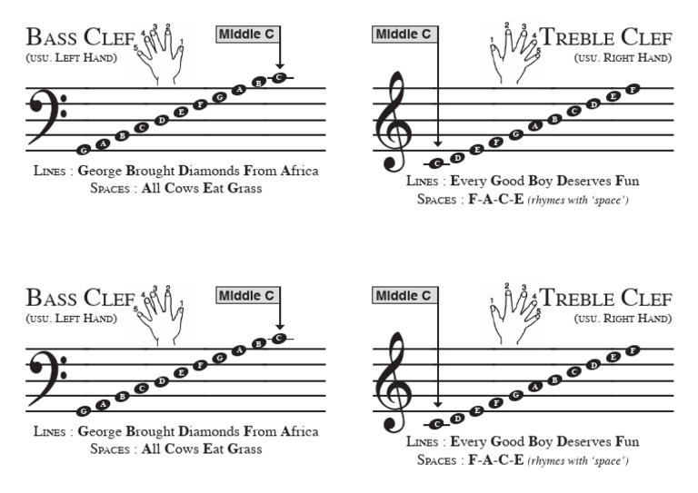 Note Names On Staves | Download Free PDF | Musical Compositions ...