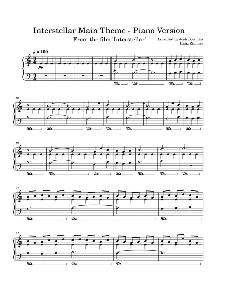 Interstellar Main Theme - Piano | PDF