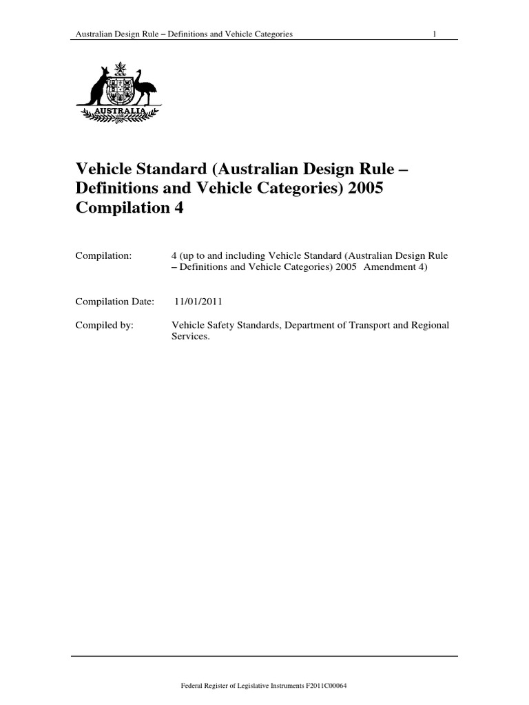 Australian Design Rule - Definitions and Vehicle Categories | PDF ...