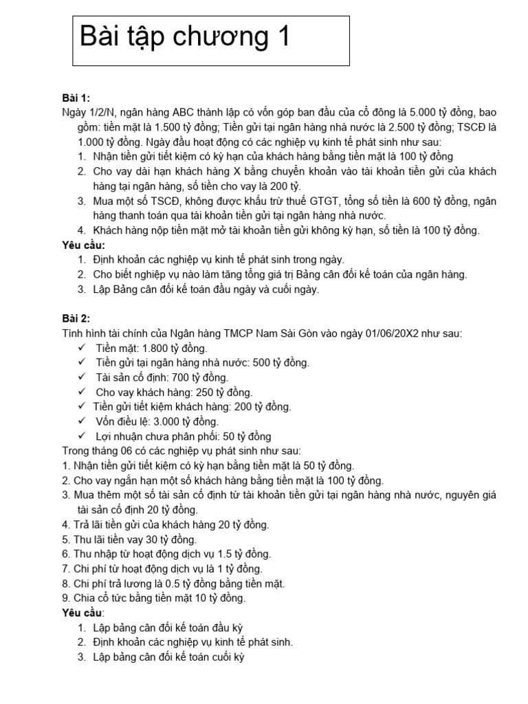 Bai Tap Chuong 1 | PDF