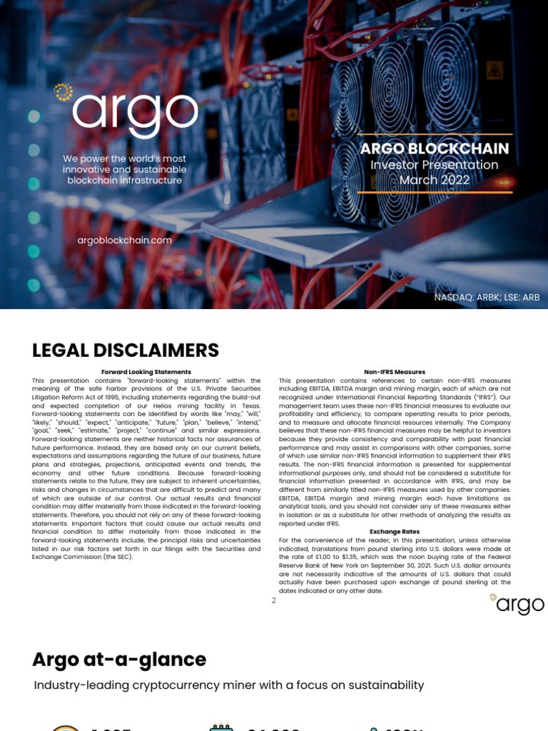 Argo - Investor Presentation (Mar 2022) | PDF | Expense | Cryptocurrency