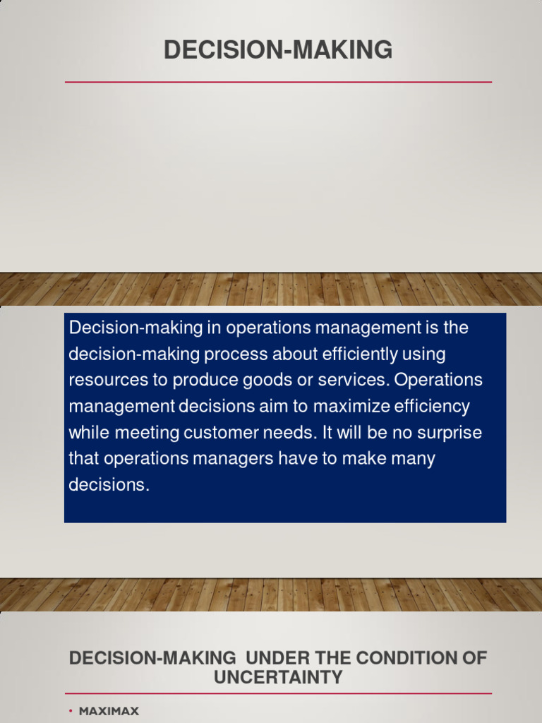 Operations Decision Strategies | PDF | Business