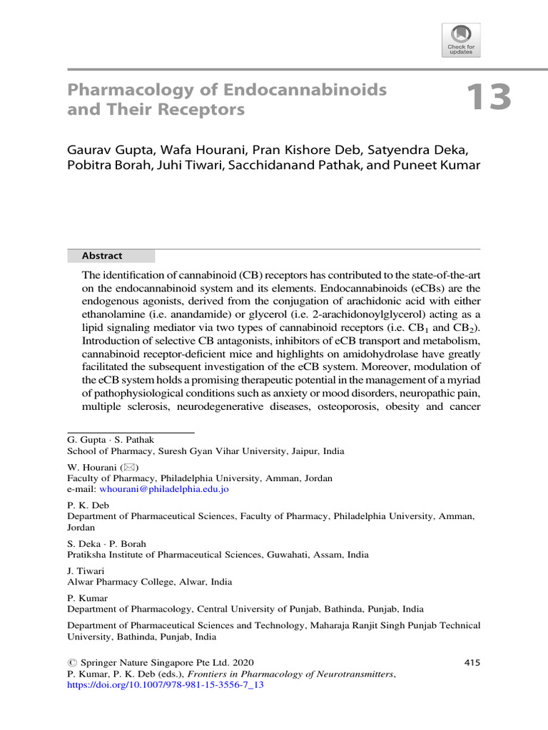Pharmacology of Endocannabinoids and The | PDF | Tetrahydrocannabinol ...