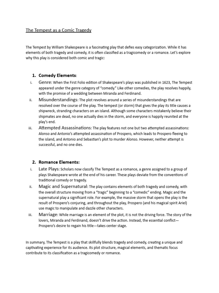 The Tempest As A Comic Tragedy | PDF | The Tempest