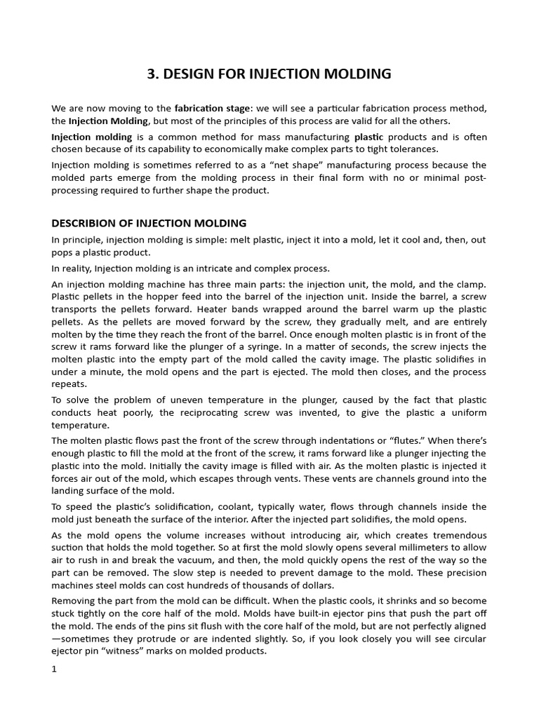 Design for Injection Molding | PDF | Secondary Sector Of The Economy