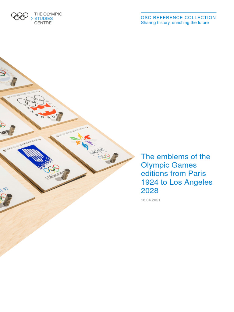 The Emblems of The Olympic Games Editions From Paris 1924 To Los ...
