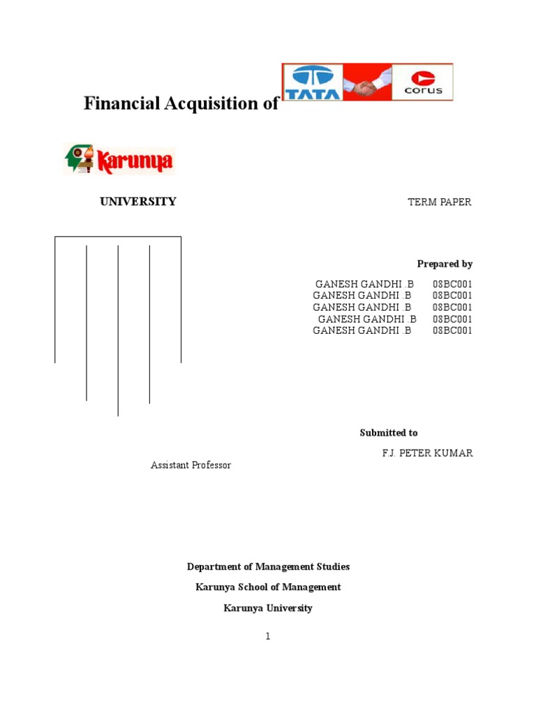 Tata Corus Analyse and Research | PDF | Mergers And Acquisitions | Business