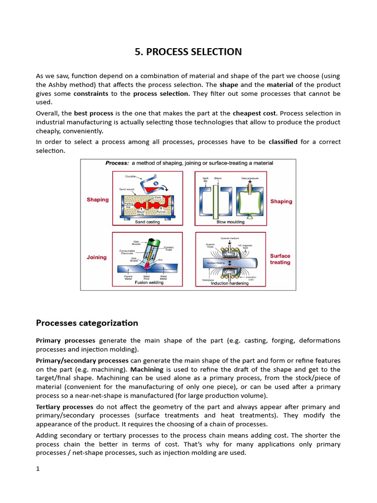 Process Selection | PDF | Casting | Shape