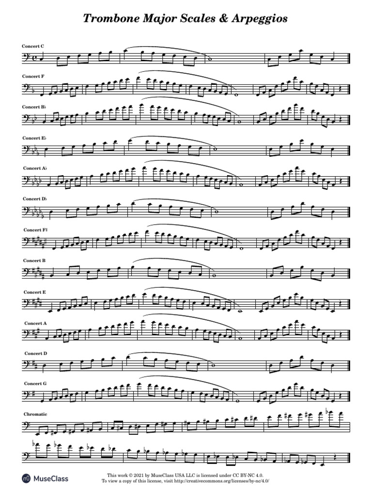 Trombone Major Scales and Arpeggios | PDF