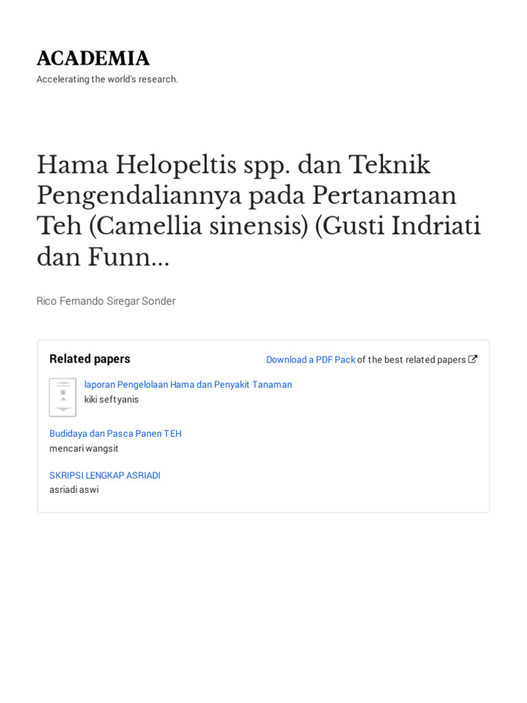 Hama Helopeltis Spp. Dan Teknik Pengendaliannya Pada Pertanaman Teh Camellia Sinensis-With-Cover ...