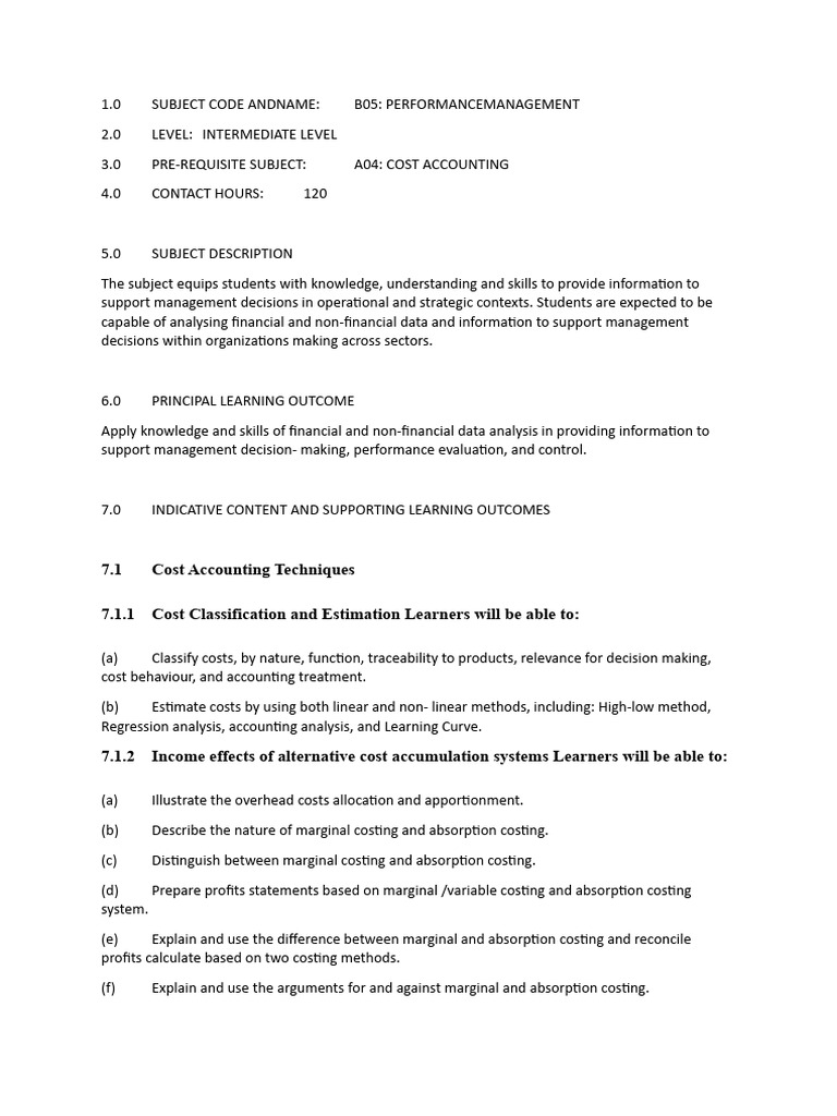 B05 - Performancemanagement | PDF | Cost Accounting | Return On Investment