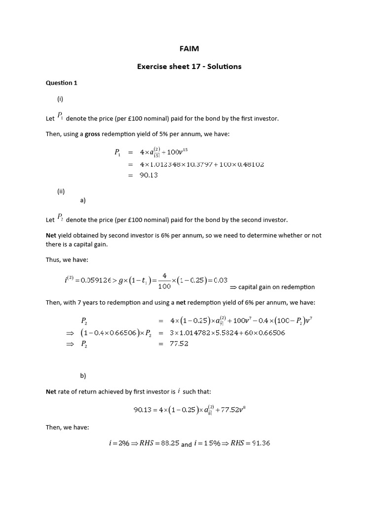 Ex Sheet 17 - Solutions | PDF | Present Value | Inflation