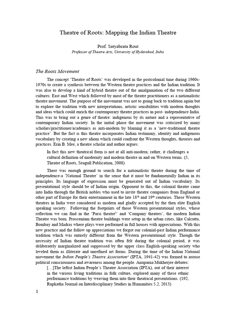 Theatre of Roots Mapping The Indian Thea | PDF