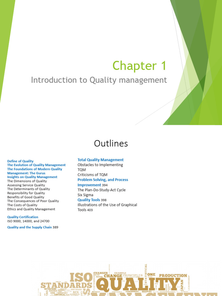 Introduction to Quality Management Concepts | PDF | Quality Management ...