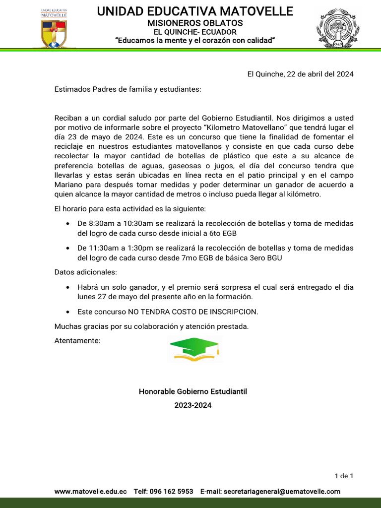 Comunicado Consejo Estudiantil 2024 | PDF