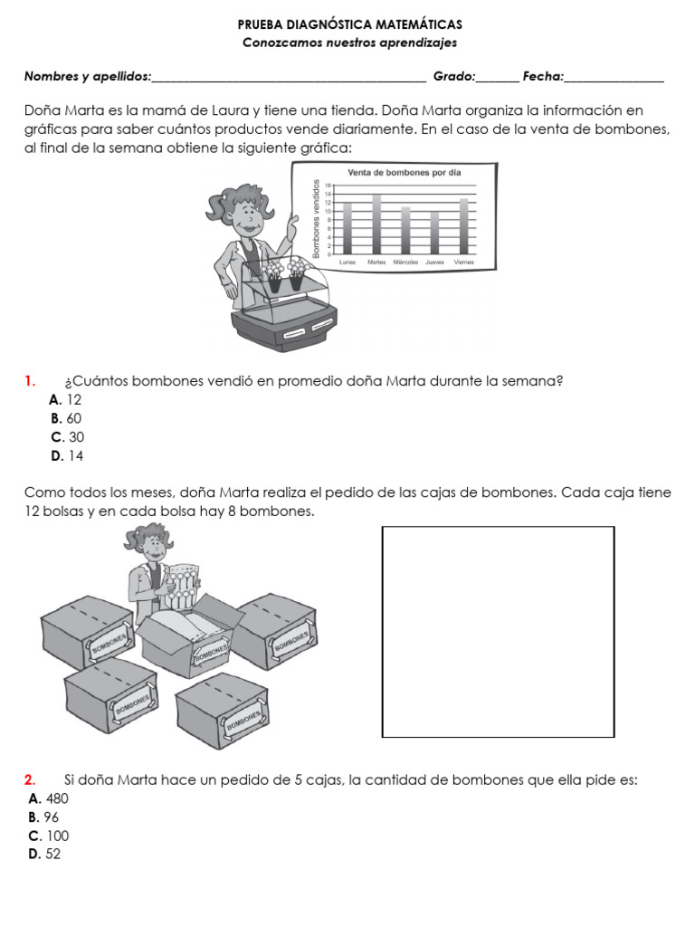 Prueba Diagnóstica de Matemáticas | PDF