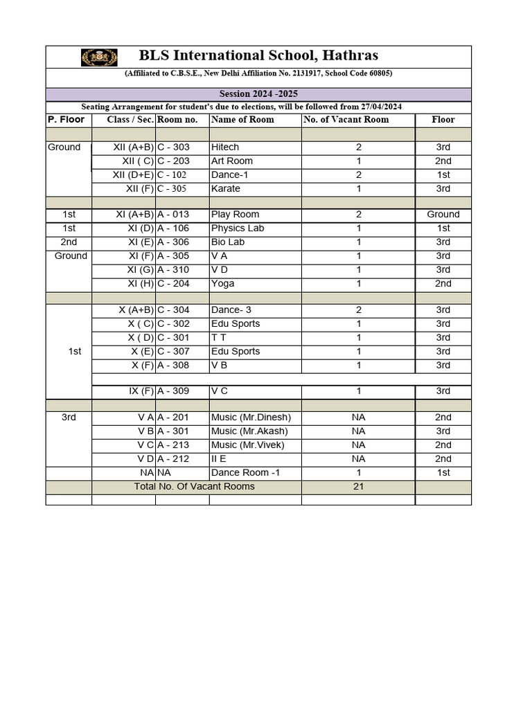 Schedule For Merging The Classes Due To Elections Updated | PDF ...