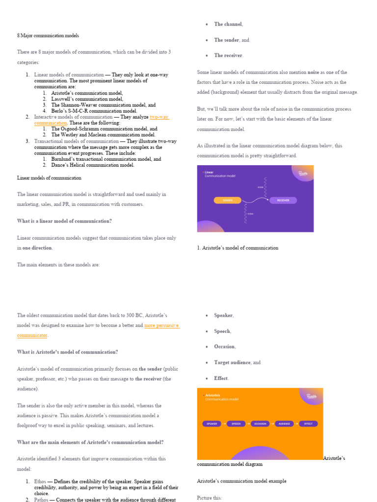 8 Key Communication Models Explained | PDF | Communication | Human ...