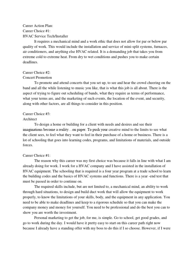 Bus101 Document CareerActionPlan | PDF | Business | Art