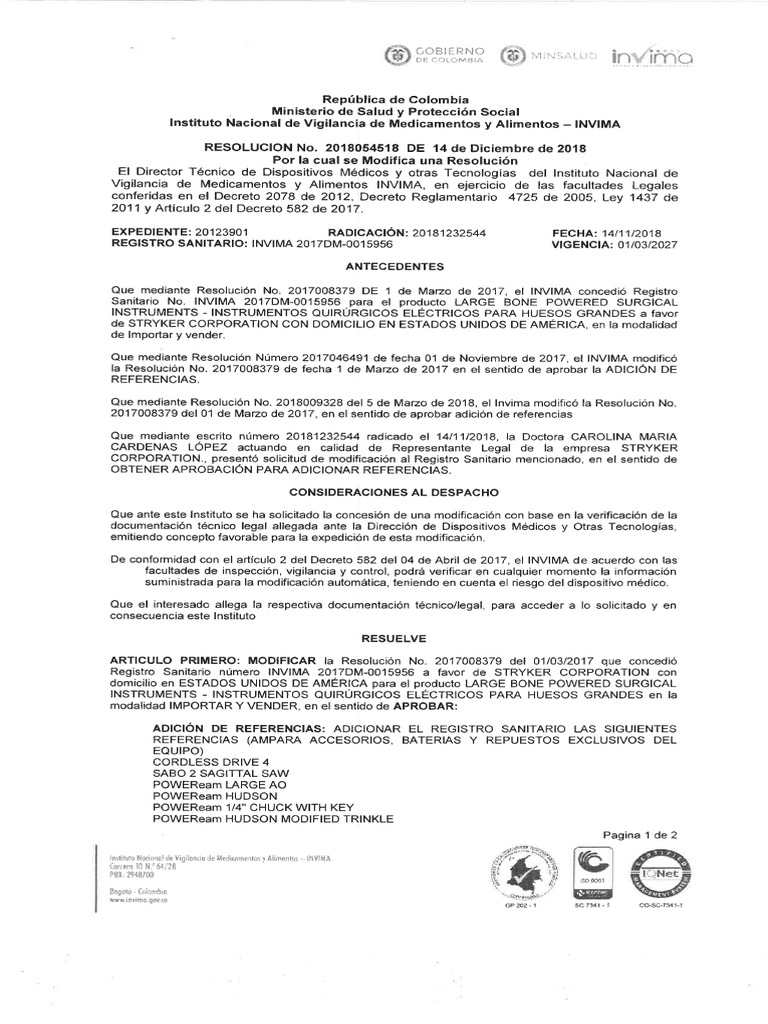 07 - Registro Invima 2017DM-0015956 | PDF