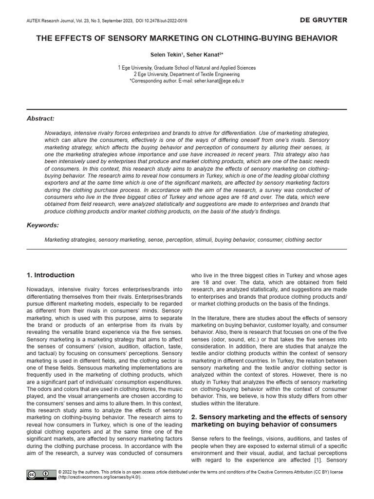 The Effects of Sensory Marketing On Clothing-Buyin | PDF | Perception ...