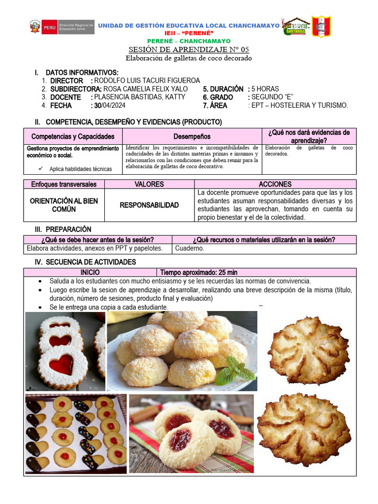 Galletas de Coco: Sesión EPT 2° E | PDF | Crecimiento personal y ...