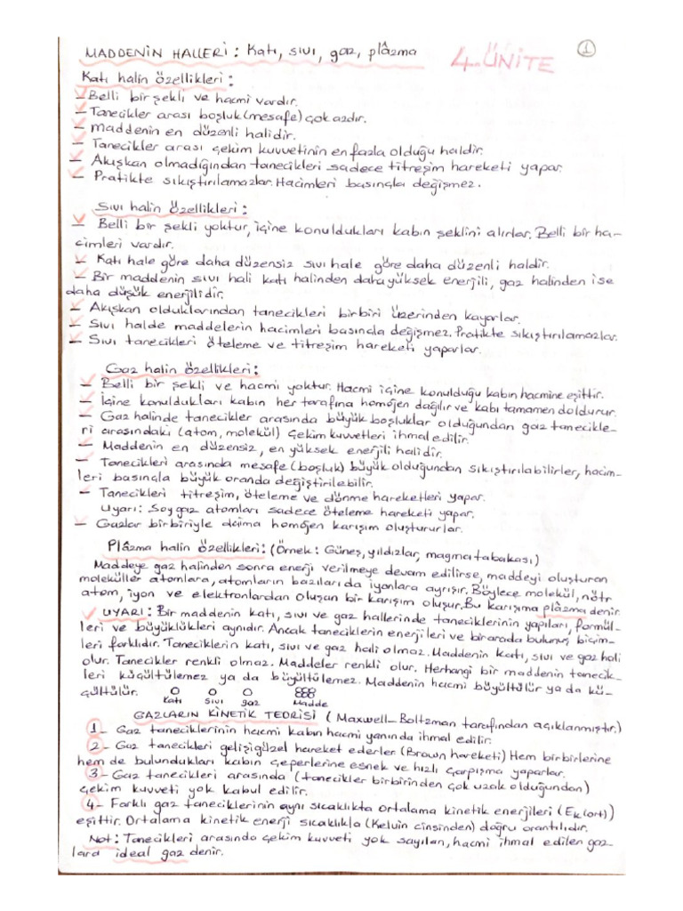 Ünite Maddenin Halleri | PDF