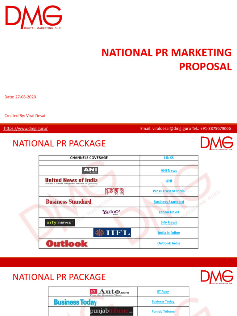 National PR Proposal | PDF | News | Public Sphere