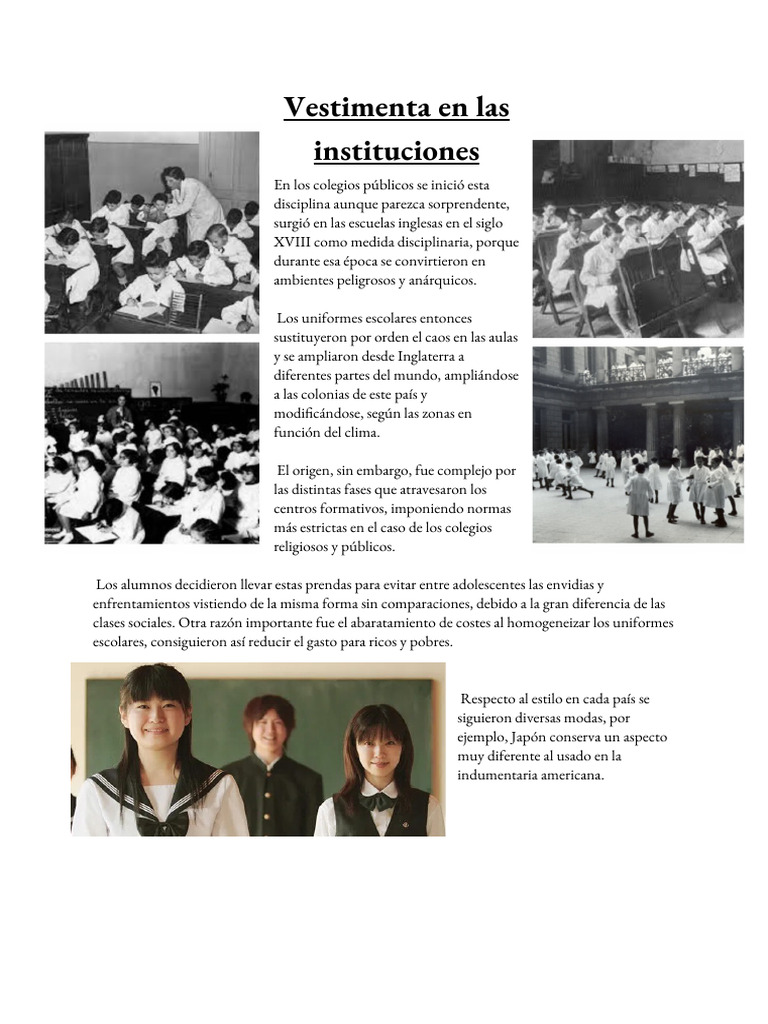 Historia y Evolución del Uniforme Escolar | PDF | Ropa