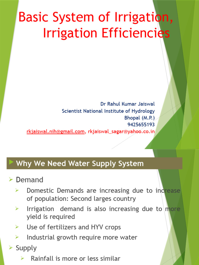 Basic System of Irrigation, Irrigation Efficiencies (Autosaved) 1 | PDF ...