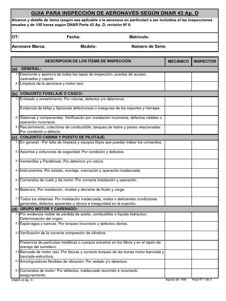 Guía de Inspección de Aeronaves DNAR | PDF | Aviación | Aeronave
