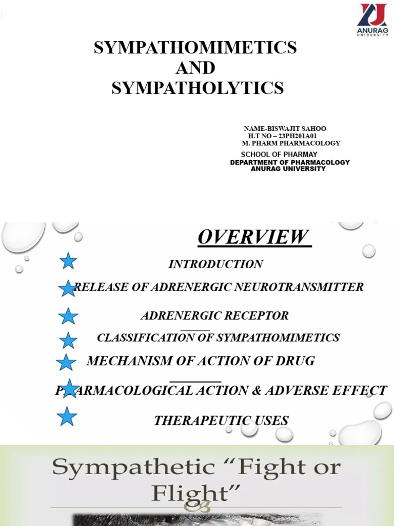 Sympathomimetics and Lytics | PDF | Norepinephrine